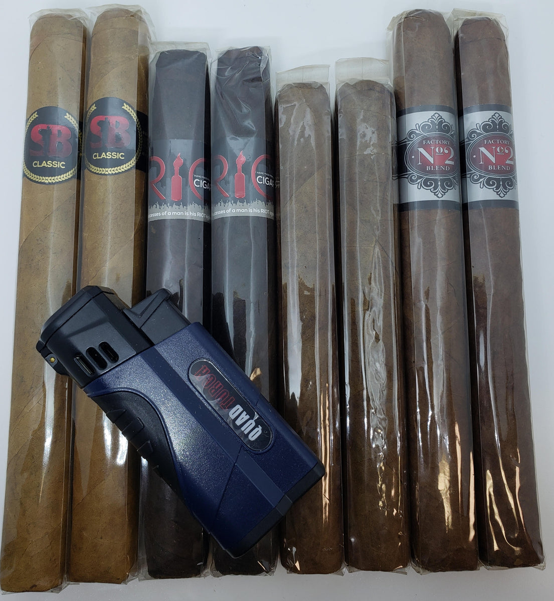 Cigar Sampler & Quad Flame Torch Lighter Combo | StogieBoys.com